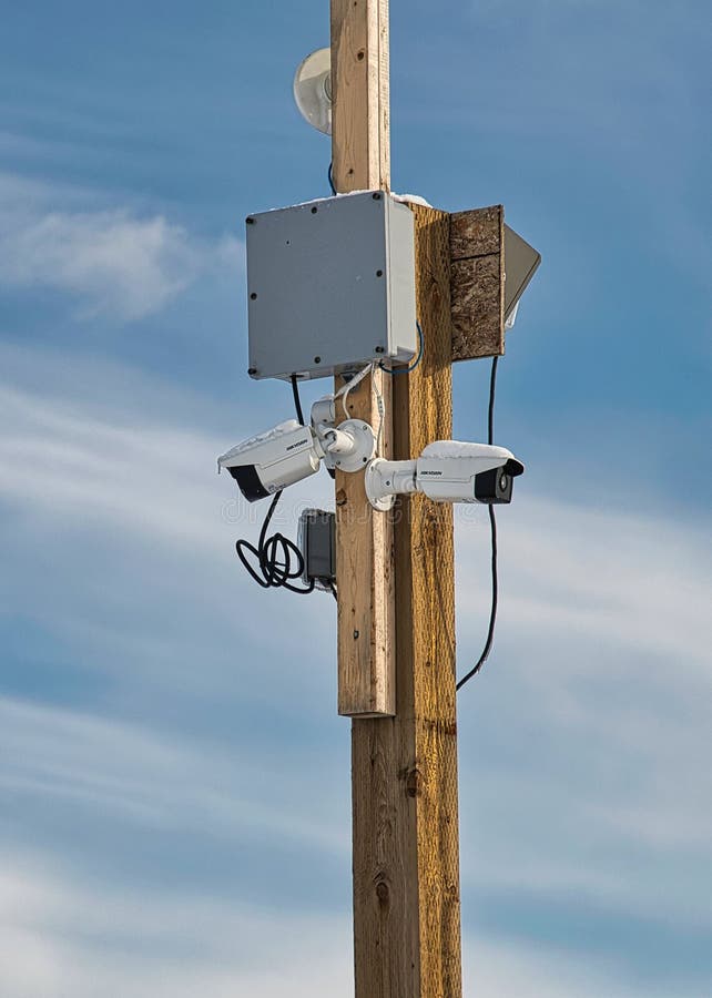 Security Camera Set Up at a Temporary Position Stock Image - Image of ...