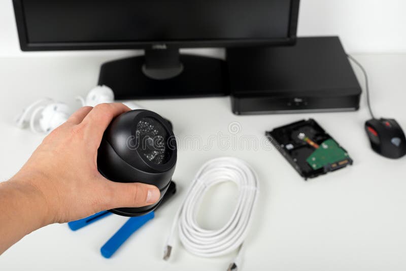 Security camera setup stock image. Image of install - 204486849