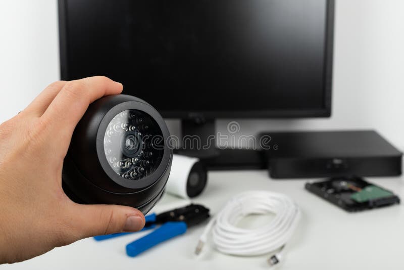 Security camera setup stock image. Image of monitor - 204905713