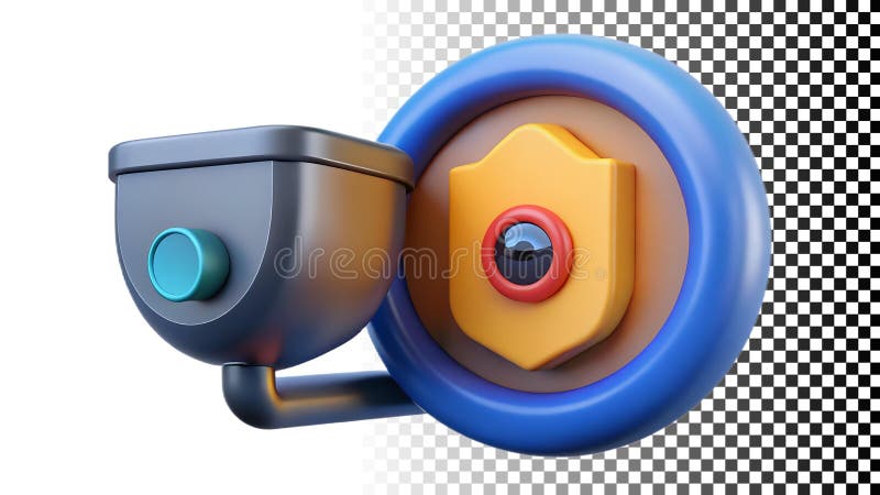 Security Camera and Shield, Representing Surveillance and Protection ...