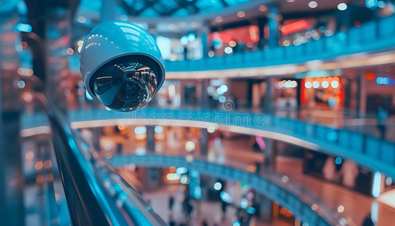 Security Camera in a Shopping Mall, Emphasizing Surveillance for Theft Prevention Stock Photo ...