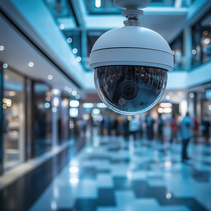 Security Camera in Shopping Mall. Surveillance System Protects ...