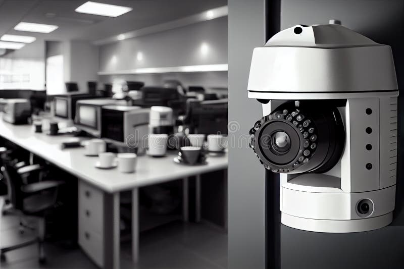 Security Camera, Showing View of Busy Office Kitchen and Coffee Machine ...