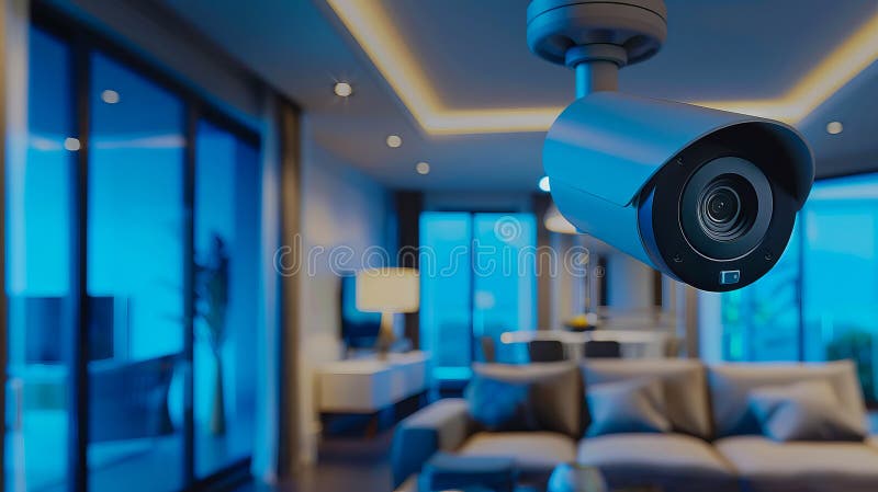 A Security Camera is Shown in a Living Room Stock Image - Image of ...