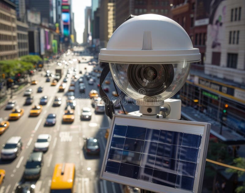 A Security Camera with a Solar Panel Attached To the Bottom is P on a ...