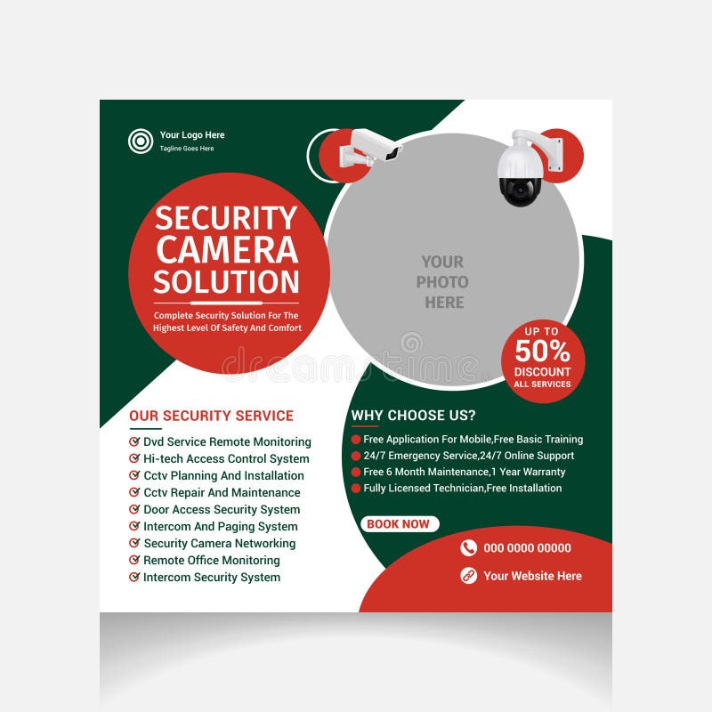 Security Camera Solution Social Media Post Stock Vector - Illustration ...