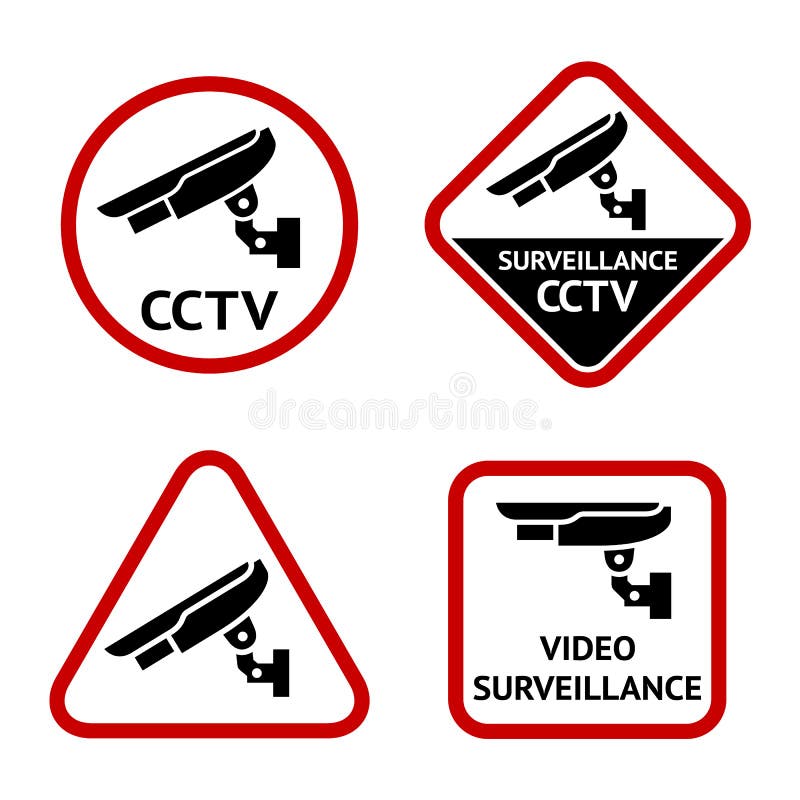Security Camera Pictogram, Set CCTV Round Signs Stock Vector ...
