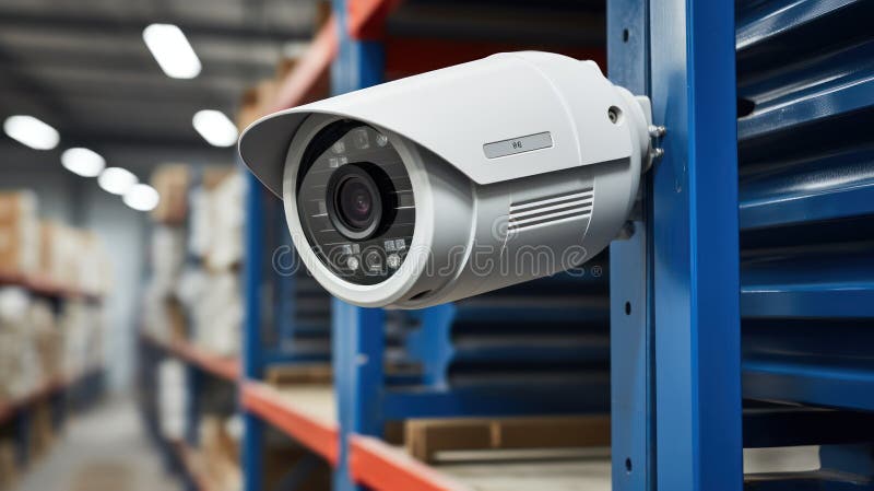 Security Camera in Storage Room Wall. Generative AI Stock Illustration ...