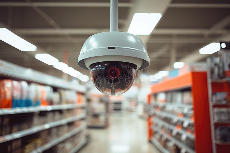 Security Camera in a Store Aisle Stock Illustration - Illustration of ...