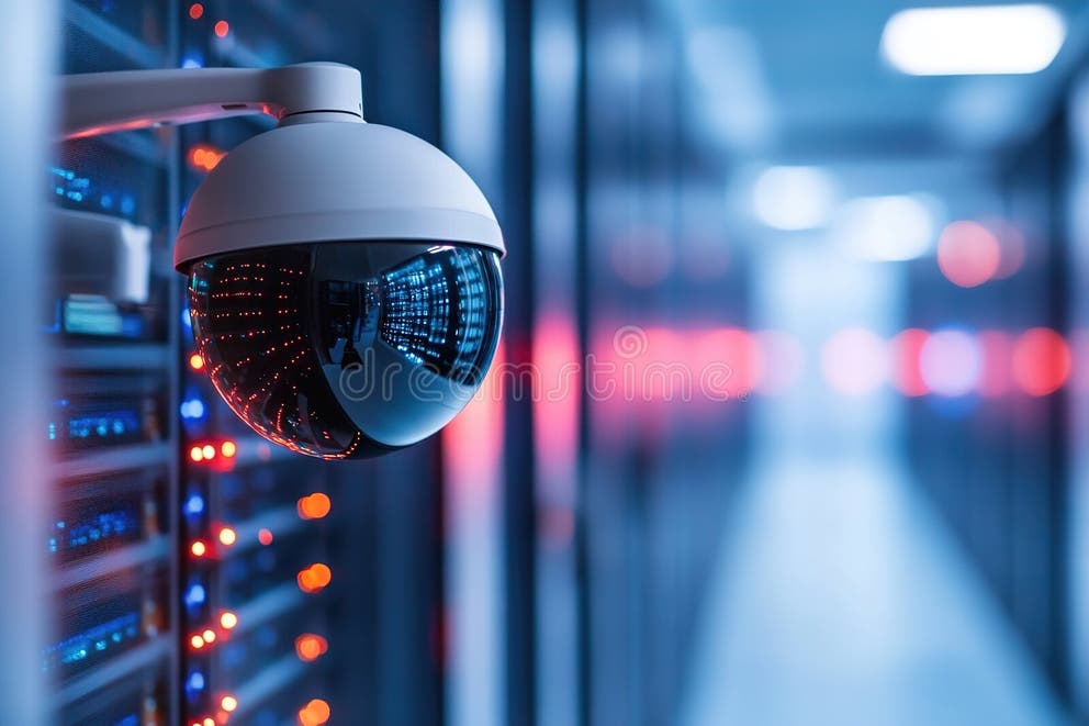 A Security Camera is Strategically Positioned within a Data Center ...