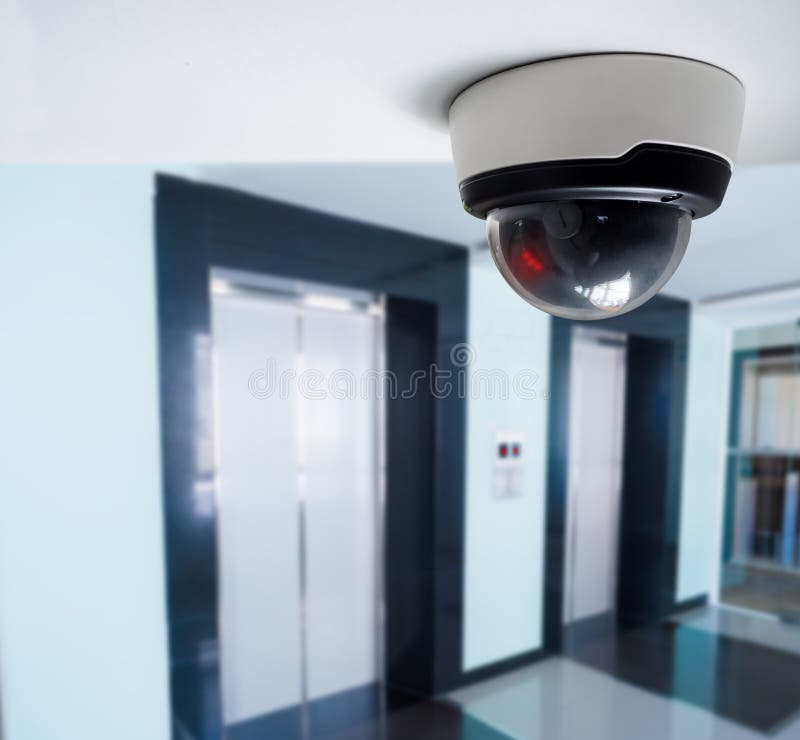 Security Camera Surveillance Installed On Ceiling Stock Image - Image ...