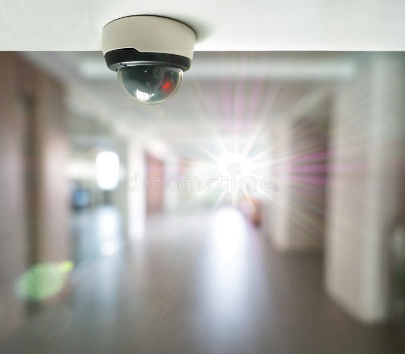Security Camera Surveillance Installed on Ceiling Stock Image - Image ...