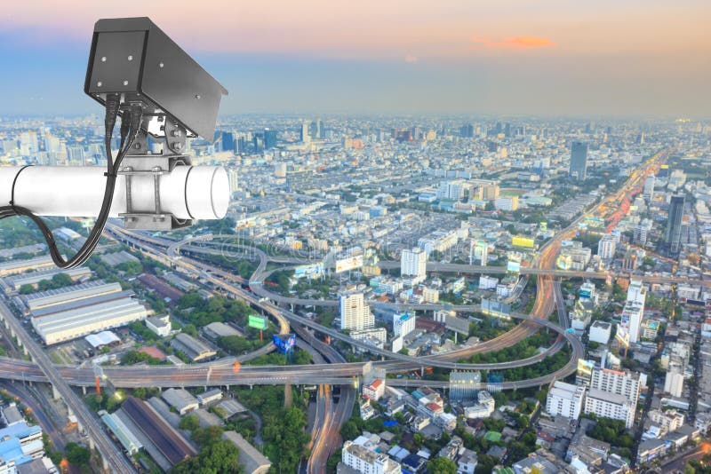 Security Camera or Surveillance Operating on Traffic Road and Ur Stock ...