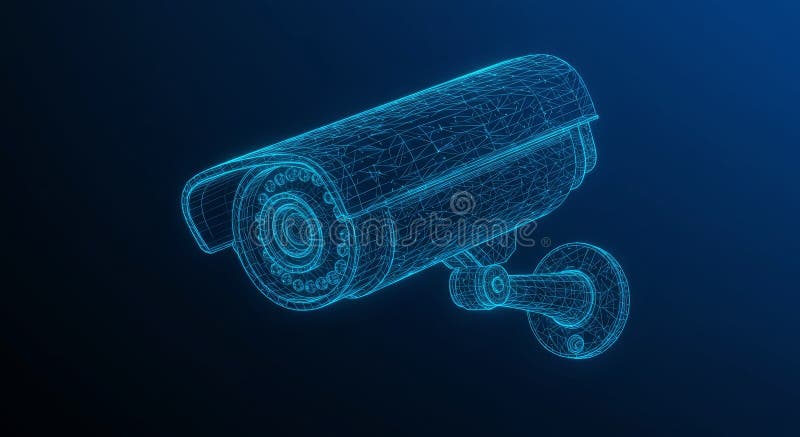 Security Camera Surveillance System Wireframe Model of a Security ...