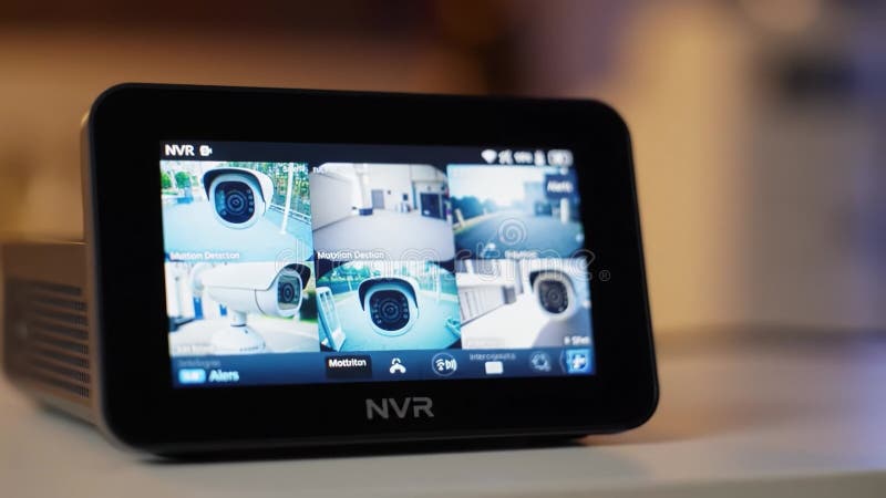 Security Camera System Display Showing Multiple Views and Alerts for ...