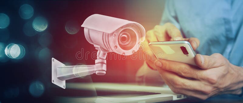 Security Camera System Icon and Statistics - 3D Rendering Stock Image ...