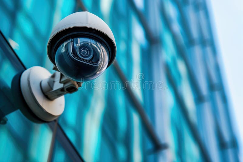 Security Camera System is Installed at Building on City Street Stock ...