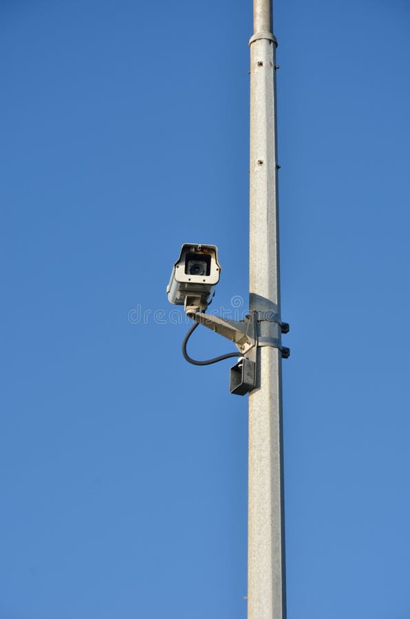 Security Camera on Lamp Post Stock Photo - Image of video, cameras ...