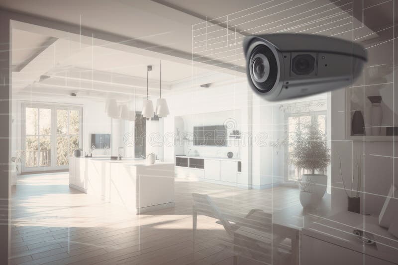 Security Camera Targeting a Detected Intrusion. AI Generated Stock ...