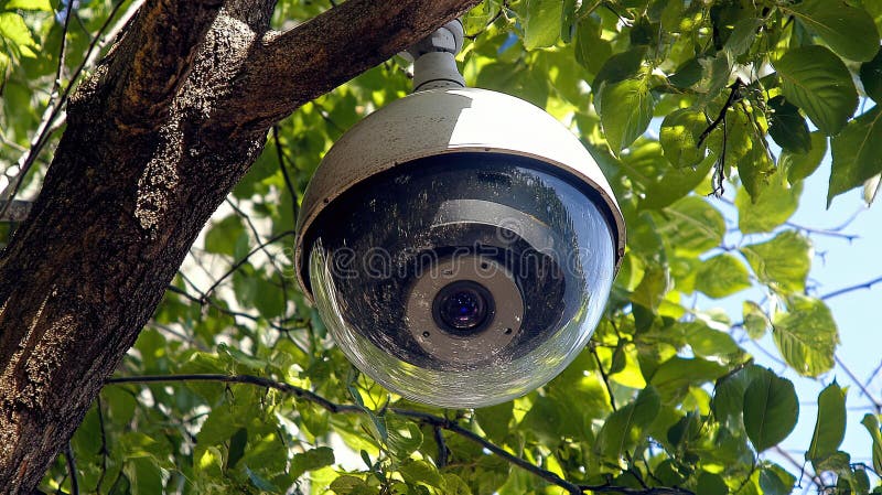 Security Camera on Tree Branch. Surveillance Technology Concept Stock ...