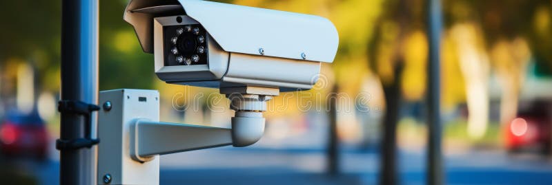 Security Camera in Urban City, Perfect for Text Overlay and ...