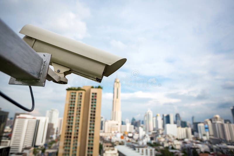 Security Camera and Urban Video Cctv on Building Stock Image - Image of ...