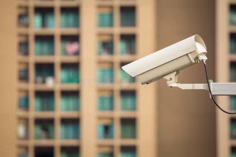 Security Camera and Urban Video Cctv on Building Stock Photo - Image of ...