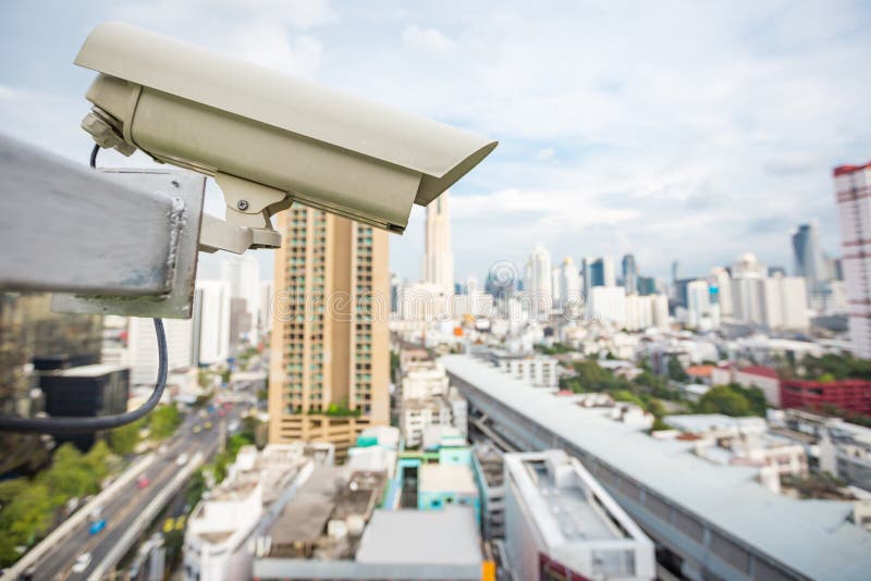 Security Camera and Urban Video Cctv on Building Stock Image - Image of ...