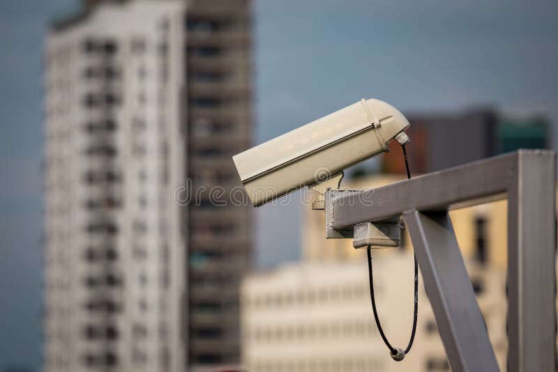 Security Camera and Urban Video Cctv on Building Stock Image - Image of ...