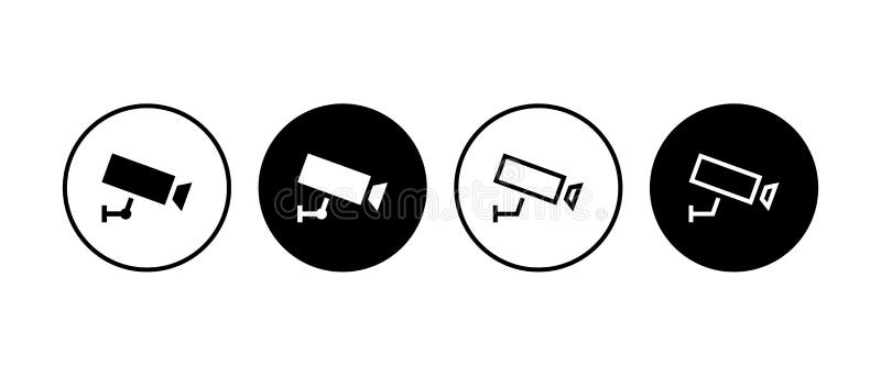 Security Camera Vector Icons Set. CCTV Camera Outline Symbol in Circle ...
