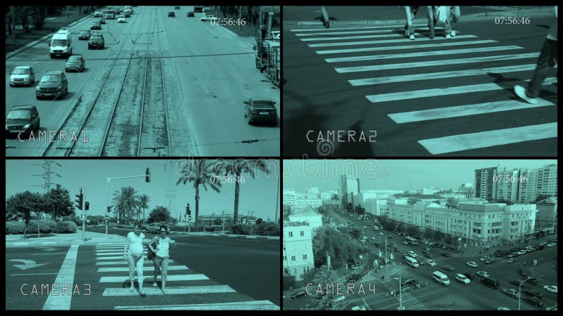 Security Camera View. Split Observation Screen. Stock Video - Video of ...