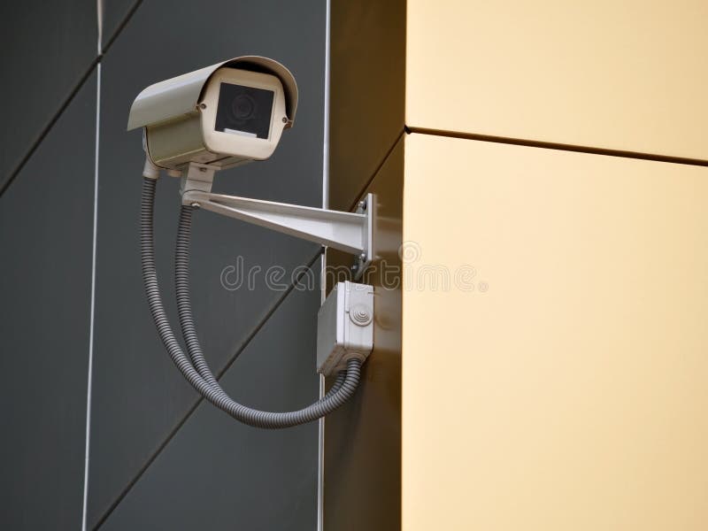 Security camera on a wall stock image. Image of privacy - 25930109