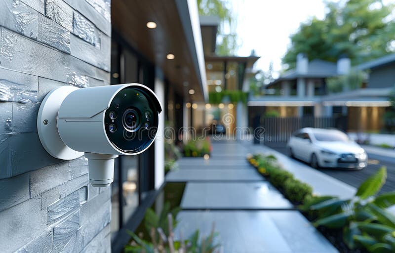 Security Camera on the Wall of House Stock Photo - Image of alarm, cctv ...
