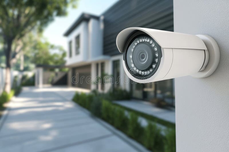 Security Camera on Wall on a House. Stock Image - Image of home ...