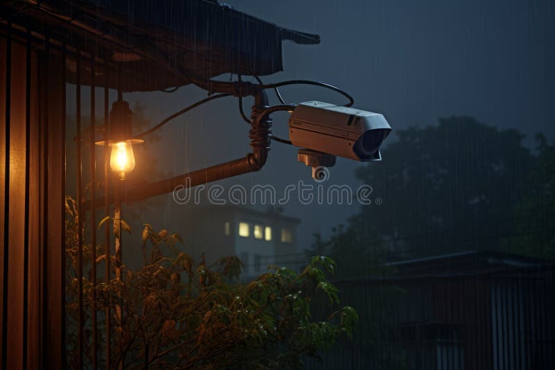 A Security Camera on the Wall of the House. the Control System. Video ...