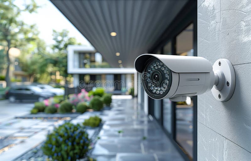 Security Camera on the Wall of Modern House Stock Image - Image of ...