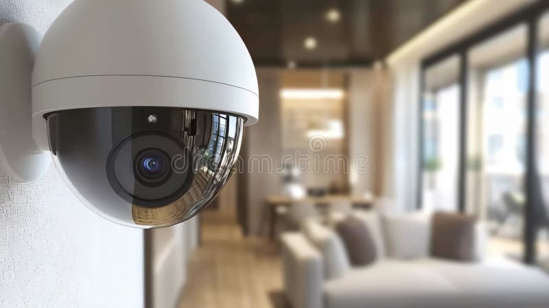 Security Camera on the Wall in Modern Living Room at Home Stock Video ...