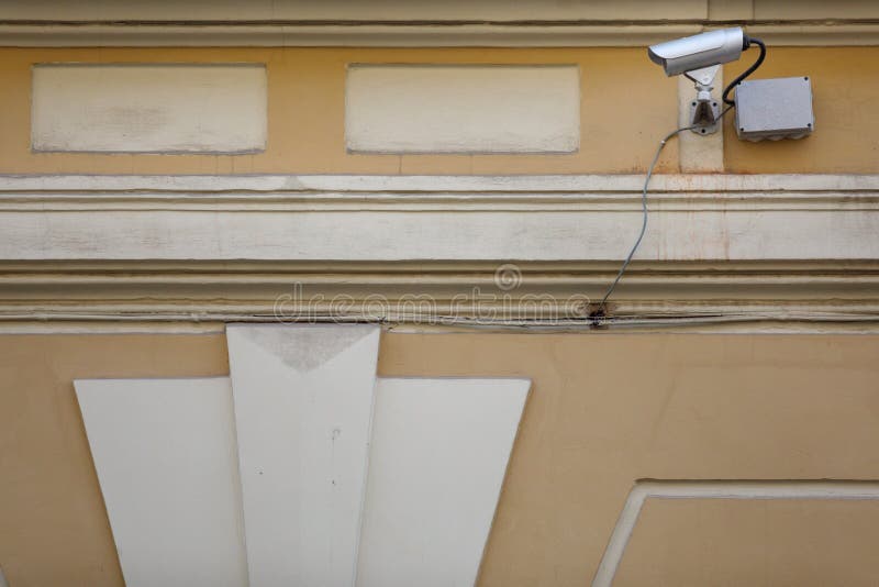 Security Camera on the Wall of a Street House. CCTV on Wall Stock Photo ...