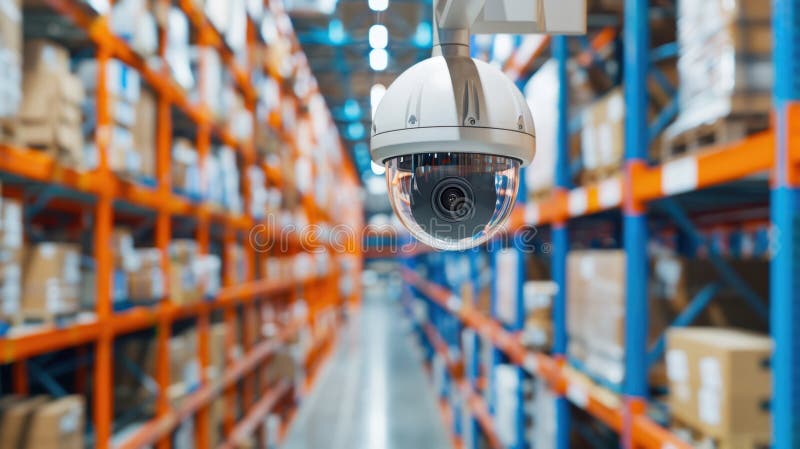 The Security Camera in Warehouse.AI Generated Image Stock Photo - Image ...