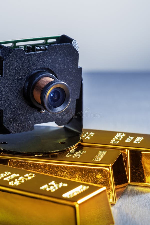 Security Camera Watching a Gold Bars Inside of a Bank Stock Image ...