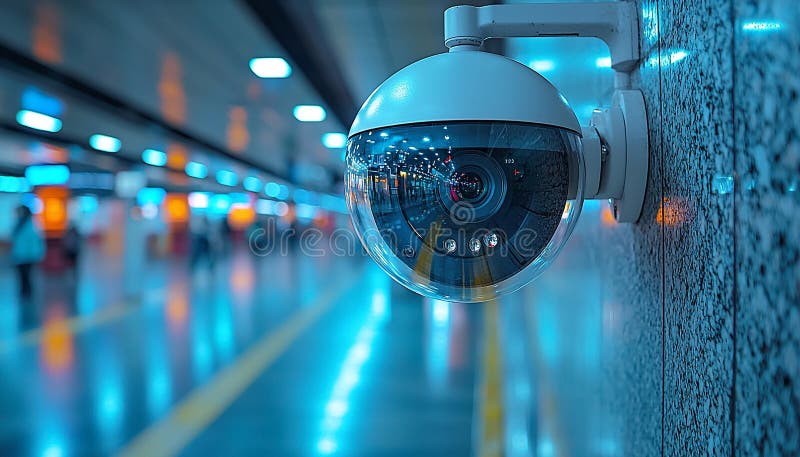 Security Camera Watching Indoors, Modern Equipment at Night Generated ...