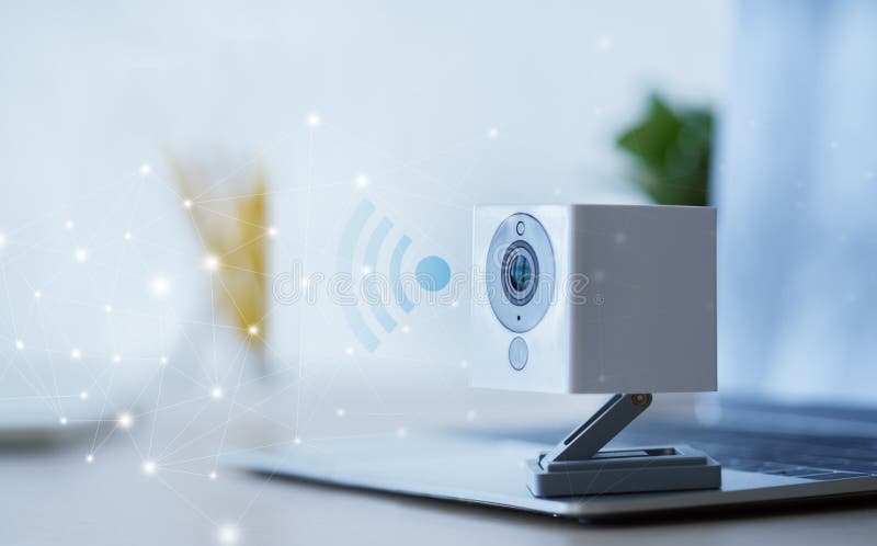 Security Camera on Wood Table. IP Camera . Stock Image - Image of ...