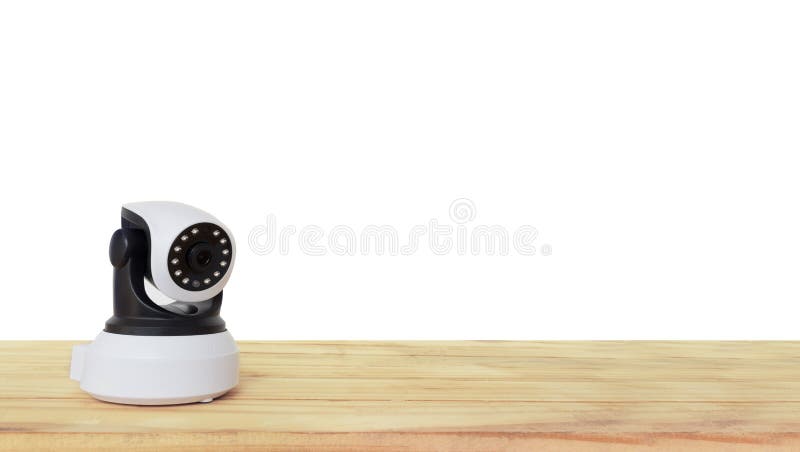 Security Camera on Wood Table. IP Camera Stock Photo - Image of ...