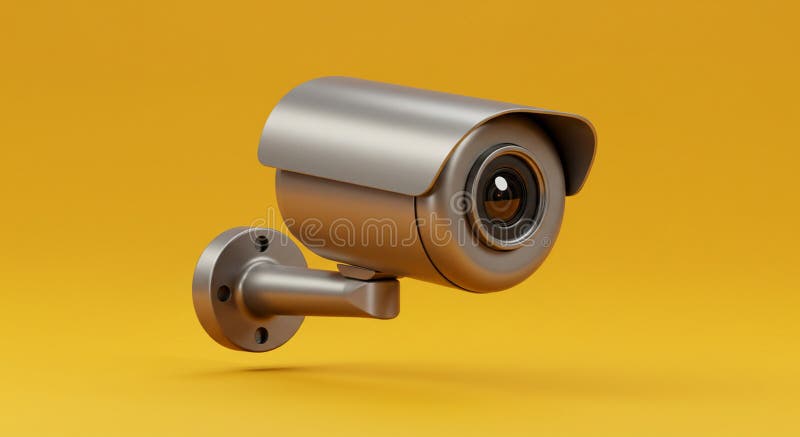 Security Camera on Yellow Background: Surveillance Technology Stock ...