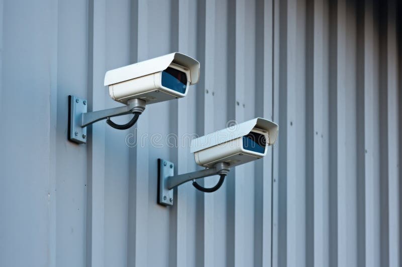 Security Cameras on Building Exterior Stock Image - Image of ...