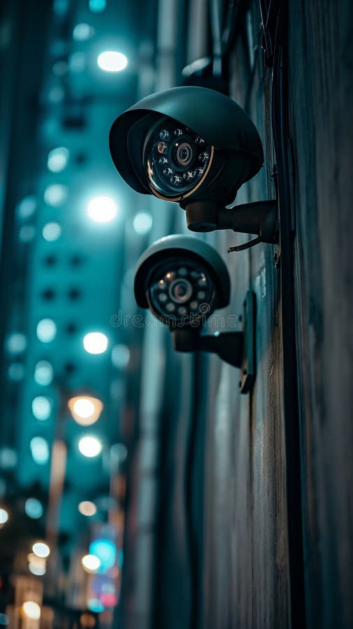 Security Cameras Capturing Surveillance Footage Stock Photo - Image of ...