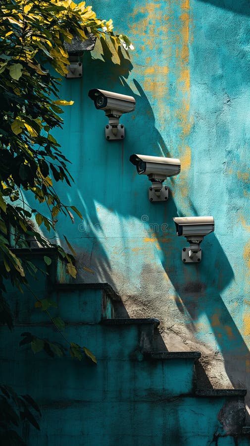 Security Cameras Capturing Surveillance Footage Stock Photo - Image of ...