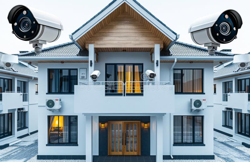 Security Cameras on the House. a House with Security Cameras Around it ...