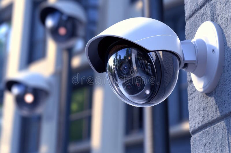 Modern Security Cameras Mounted on a Building in an Urban Setting ...