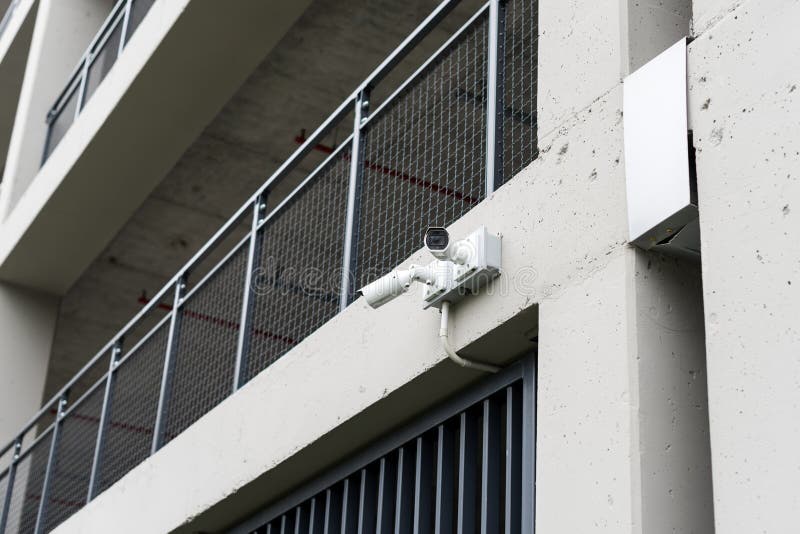 Security Cameras on Modern Building. Professional Surveillance Camera ...